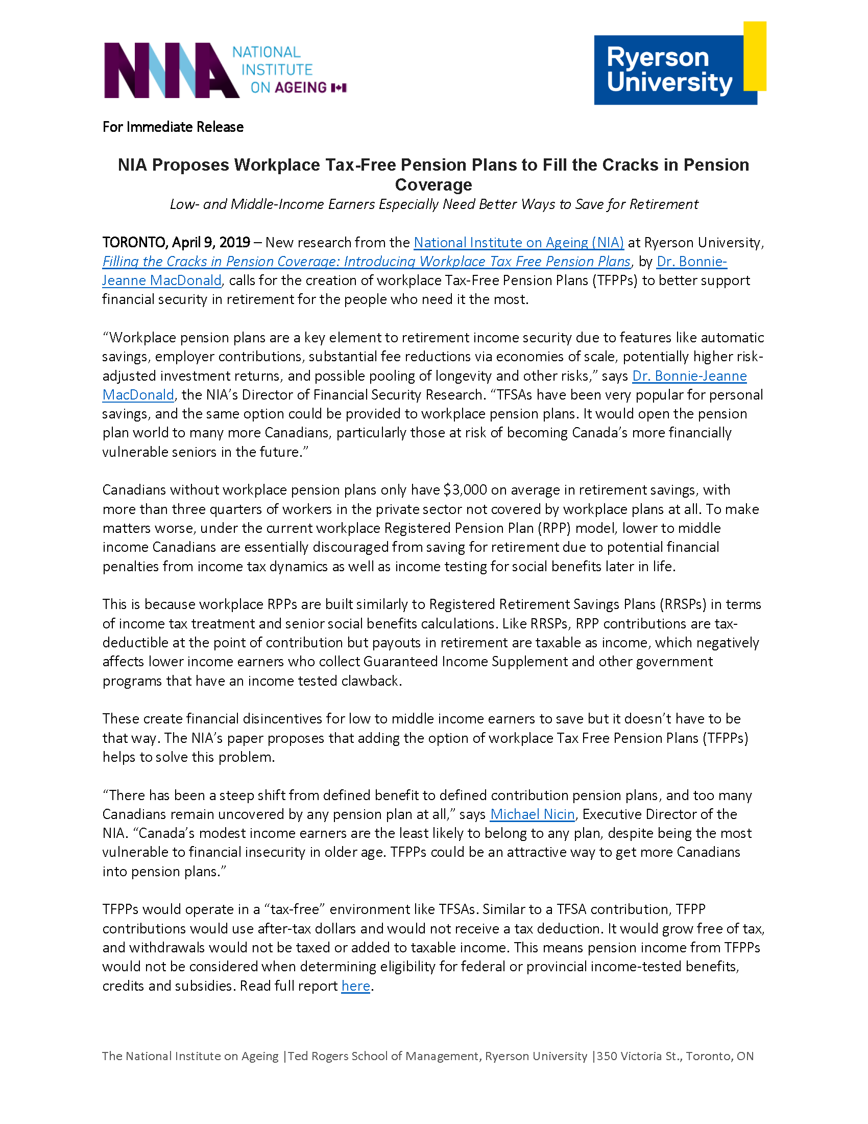 NIA Proposes Workplace Tax-Free Pension Plans to Fill the Cracks in ...